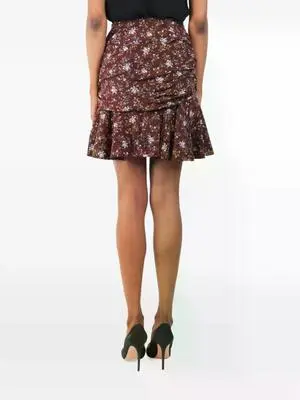 Veronica Beard Ruched Floral-print Mini Skirt