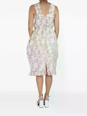 PUSHBUTTON Floral-embroidered Ruffled Midi Dress
