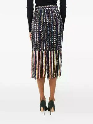 MSGM Pearl Embellished Fringe Midi Skirt