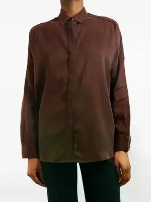SESSUN Satin Finish Long-sleeve Shirt - Brown