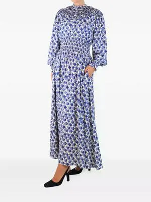 Loretta Caponi Zaira Geometric-print Maxi Dress - Blue