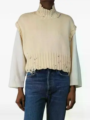 Marni Distressed Knitted Vest - Neutrals