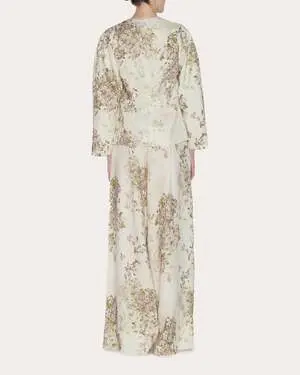 LIA COHEN Transcend Floral Linen Pleated Blazer