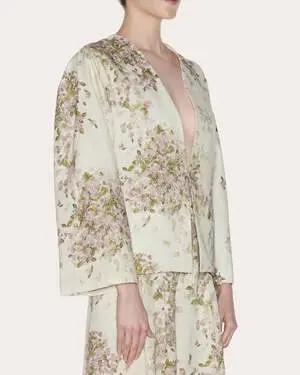LIA COHEN Transcend Floral Linen Pleated Blazer