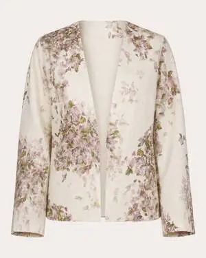 LIA COHEN Transcend Floral Linen Pleated Blazer