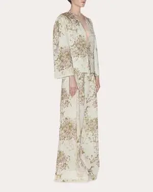 LIA COHEN Transcend Floral Linen Pleated Blazer