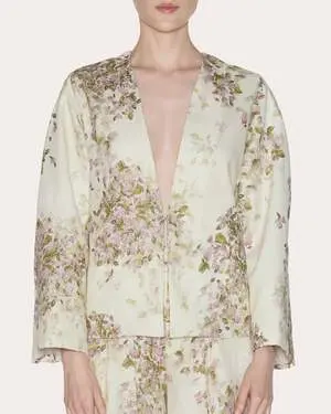 LIA COHEN Transcend Floral Linen Pleated Blazer