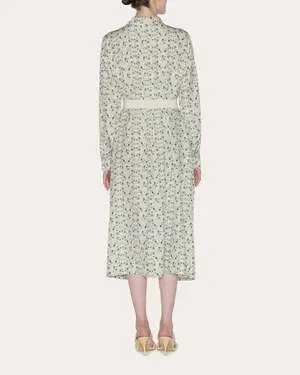 LIA COHEN Meaning Floral Silk Poplin Midi Shirt Dress