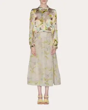 LIA COHEN Lia Cohen Floral Silk Organza Midi Skirt