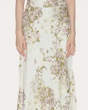 LIA COHEN Grace Floral Crepe De Chine Maxi Skirt