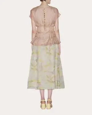 LIA COHEN Silk Organza Pleated Top