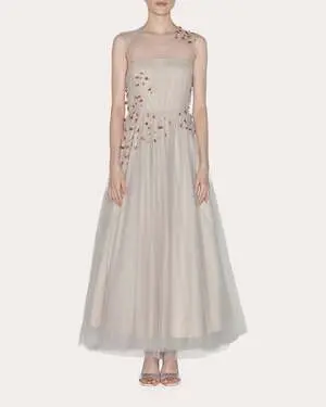 LIA COHEN Embrace Beaded Tulle Gown - Grey