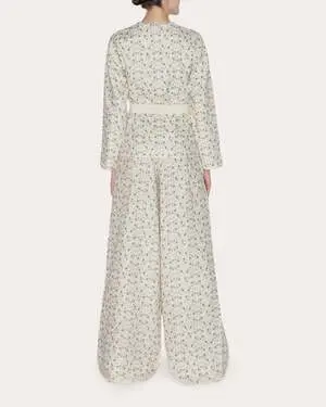 LIA COHEN Heirloom Floral Linen Belted Blazer