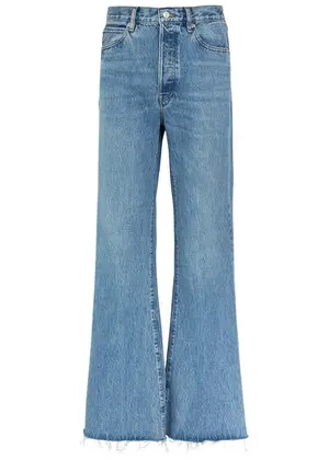 FRAME The Lax Distressed Flared-leg Jeans - Blue