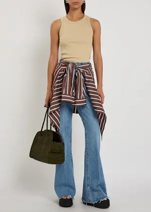 FRAME The Lax Distressed Flared-leg Jeans - Blue