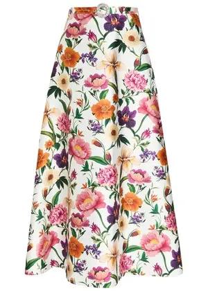 Borgo De Nor Bellamy Floral Print Taffeta Maxi Skirt - Multicoloured