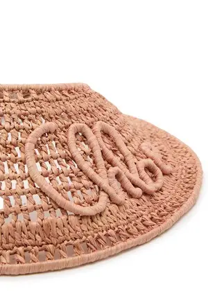 Chloé Logo Embroidered Raffia Visor - Beige