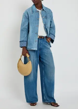 Tory Burch Logo Washed Denim Barn Jacket