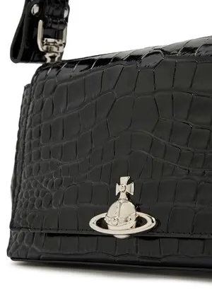 VIVIENNE WESTWOOD Hazel Croc Effect Patent Leather Shoulder Bag