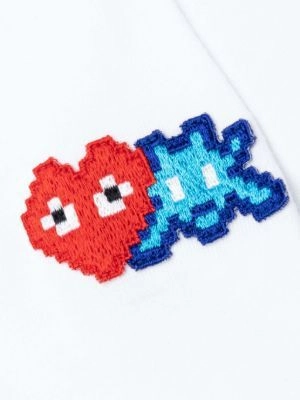 Play Comme Des Garcon Ss25 X Invader Double Pixel Heart Long Sleeve T-shirt - White