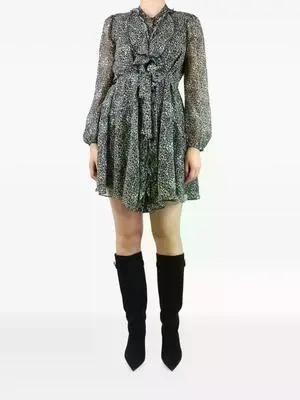 Saloni Ruffled Leopard Print Midi Dress