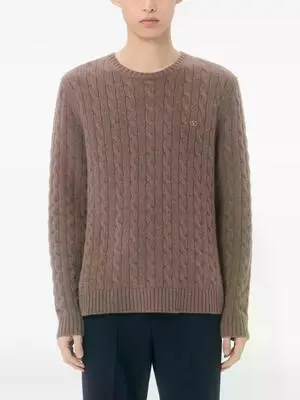 Valentino Garavani Cable Knit Cashmere Jumper With Vlogo Detail