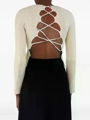 Khaite Ribbed Tie-back Crop Top