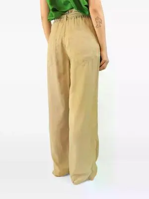 MARANT ETOILE Beige Paperbag Waist Belted Wide Leg Trousers
