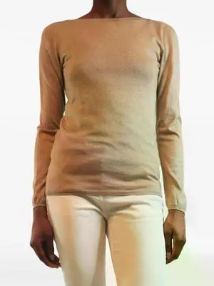 Brunello Cucinelli Lurex Fine-knit Long-sleeve Sweater - Brown