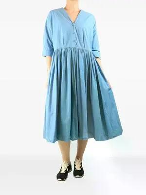 CASEY CASEY Gathered V-neck Midi Dress