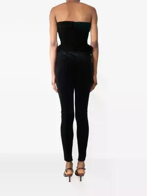 Alessandra Rich Strapless Peplum Waist Jumpsuit With Bow Detail