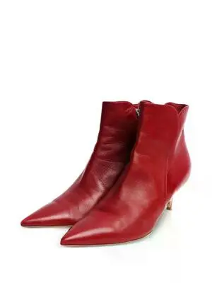 GIANVITO ROSSI Burgundy Leather Pointed Toe Ankle Boots