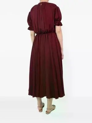 EMILIA WICKSTEAD Burgundy Midi Gathered Dress
