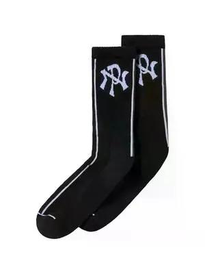 Aries Logo-jacquard Knit Socks - Black