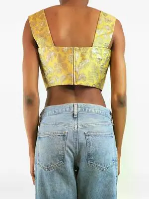 Prada Silver-tone Square Neck Zip-up Top