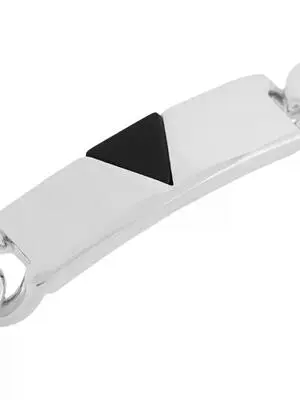 COUP DE COEUR Curb Chain Bracelet With Black Triangle Inlay - Silver