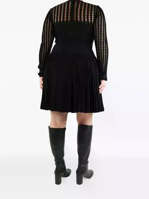 Alaïa Perforated Pleated Knit Dress