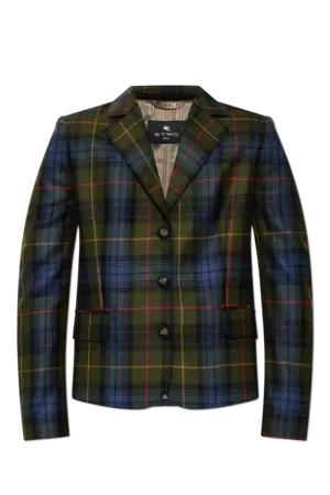 Etro Wool Blazer With Check Pattern - Multicolour