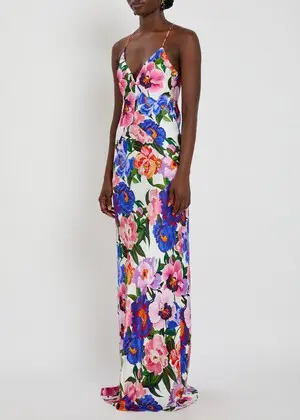 Borgo De Nor Floral-print Satin Maxi Dress