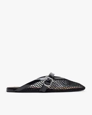 Alaïa Patent Mesh Mule Flats - Black