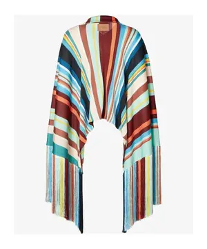 Fendi Intarsia-knit Fringed Poncho