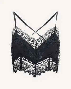Charo Ruiz Ibiza Blanca Embroidered Lace Top - Black