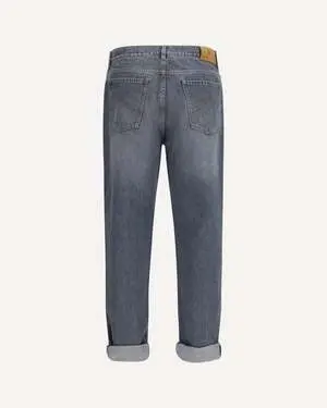 Brunello Cucinelli Straight-leg Turn-up Jeans - Grey