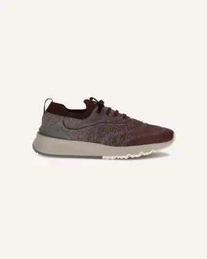 Brunello Cucinelli Techno Cotton Knit Lace-up Sneakers - Bordeaux