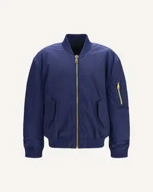 Balmain Embroidered Back Logo Bomber Jacket - Blue