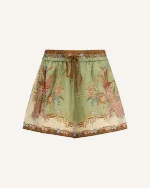 Zimmermann Indra Relaxed Silk Drawstring Shorts