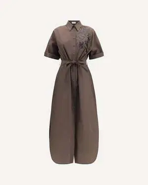 Brunello Cucinelli Sequined Embellished Shirt Dress With Belt