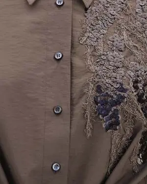 Brunello Cucinelli Sequined Embellished Shirt Dress With Belt