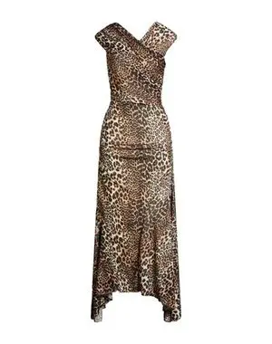 GANNI GANNI Leopard-Print Maxi Dress In Polyester Sand