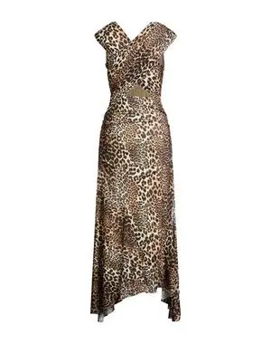 GANNI Leopard-print Asymmetrical Maxi Dress - Sand